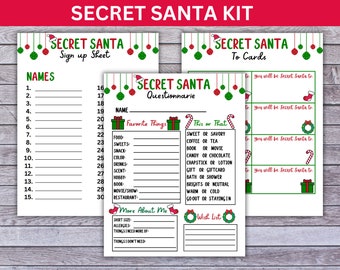 Secret Snowflake Questionnaire Printable Secret Santa Christmas Gift ...