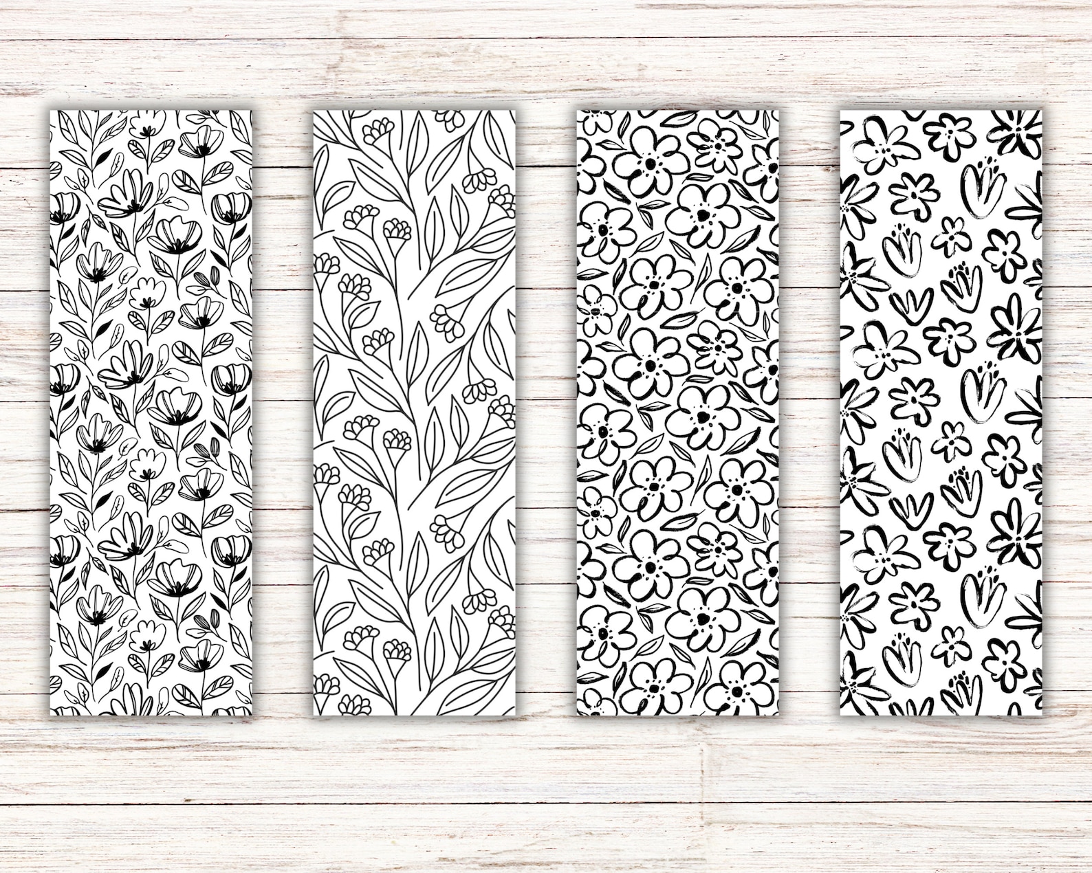 Floral Coloring Bookmarks: Spring Flower Designs (PDF) - Etsy