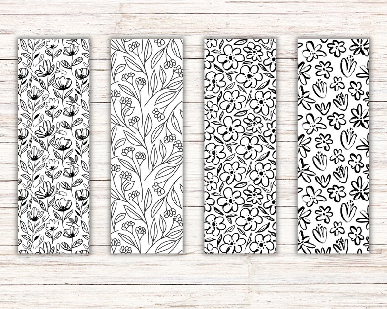 Floral Coloring Bookmarks: Spring Flower Designs (PDF) - Etsy