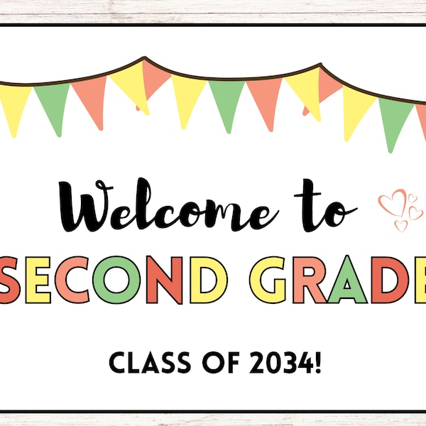 Welcome to Second Grade Sign - Etsy