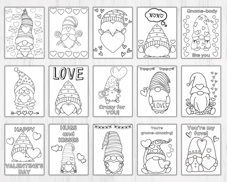 Valentine Activity Craft, Valentine Coloring Pages, Valentine Gnomes ...