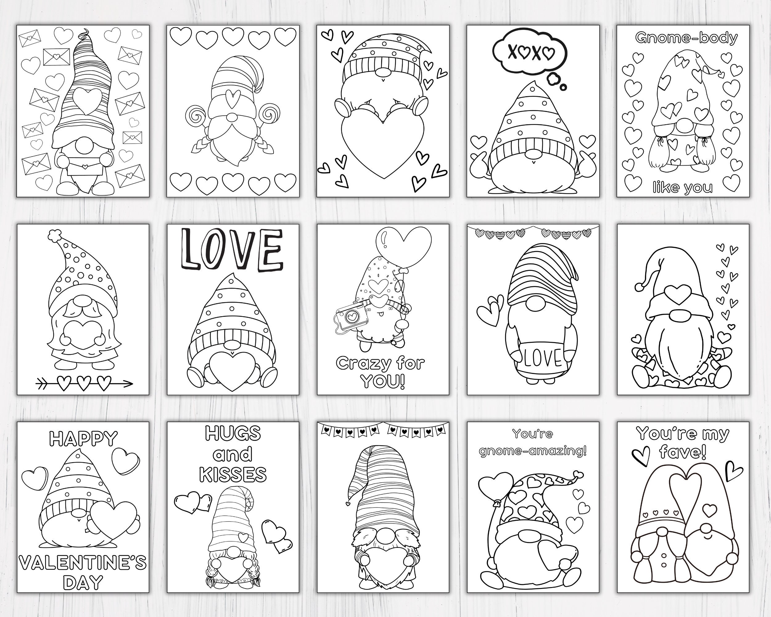 Valentine Activity Craft, Valentine Coloring Pages, Valentine Gnomes ...