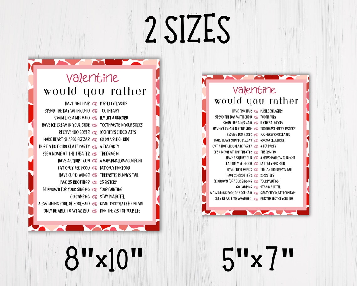 Valentine Would You Rather Game, Valentines Game for Kids, Valentine's ...