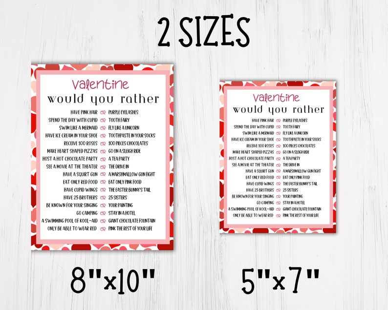 Valentine Would You Rather Game, Valentines Game for Kids, Valentine's ...
