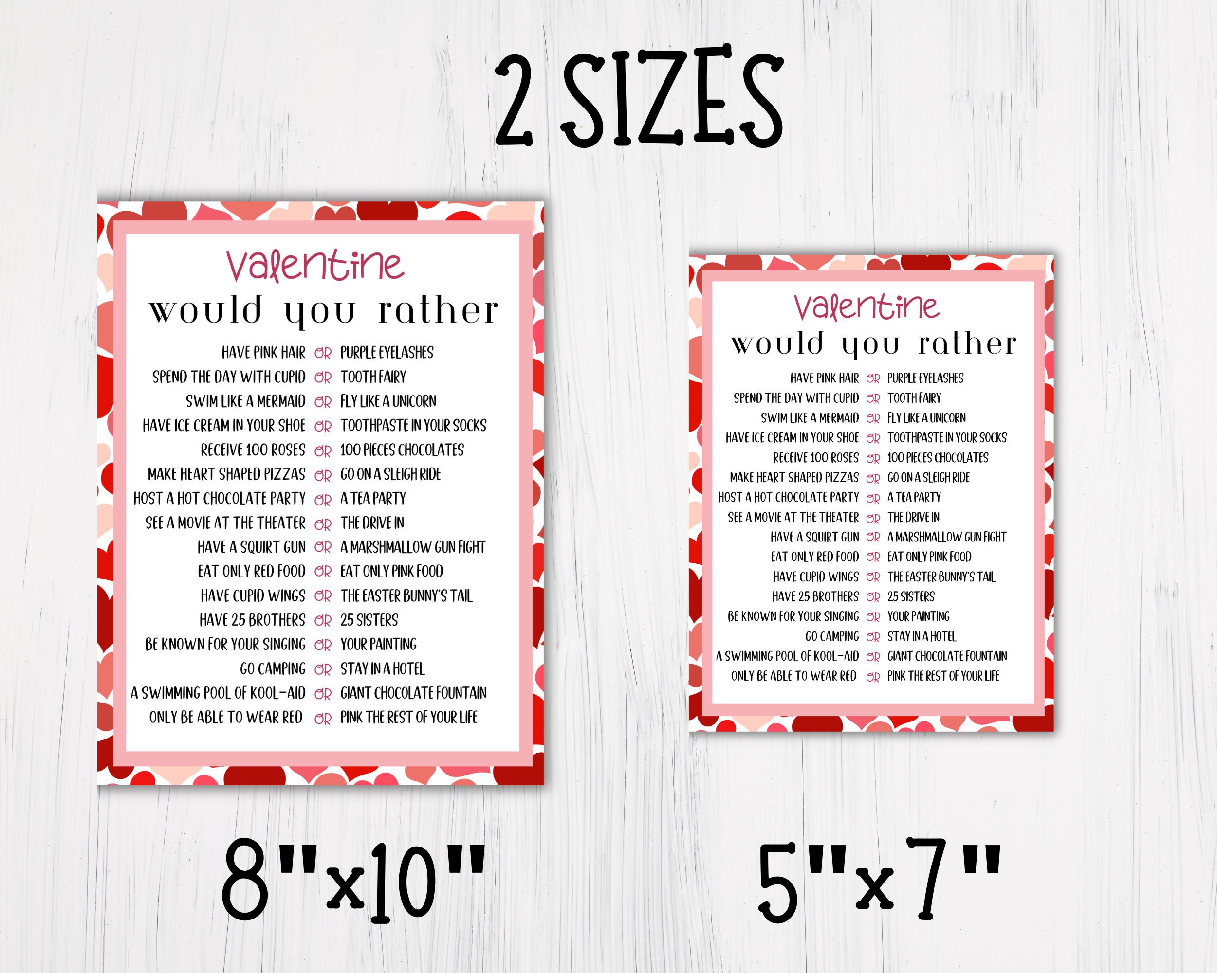 Valentine Would You Rather Game, Valentines Game for Kids, Valentine's ...