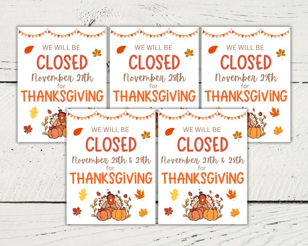 Closed for Thanksgiving Sign | Printable PDF & JPG | Fall Décor ...