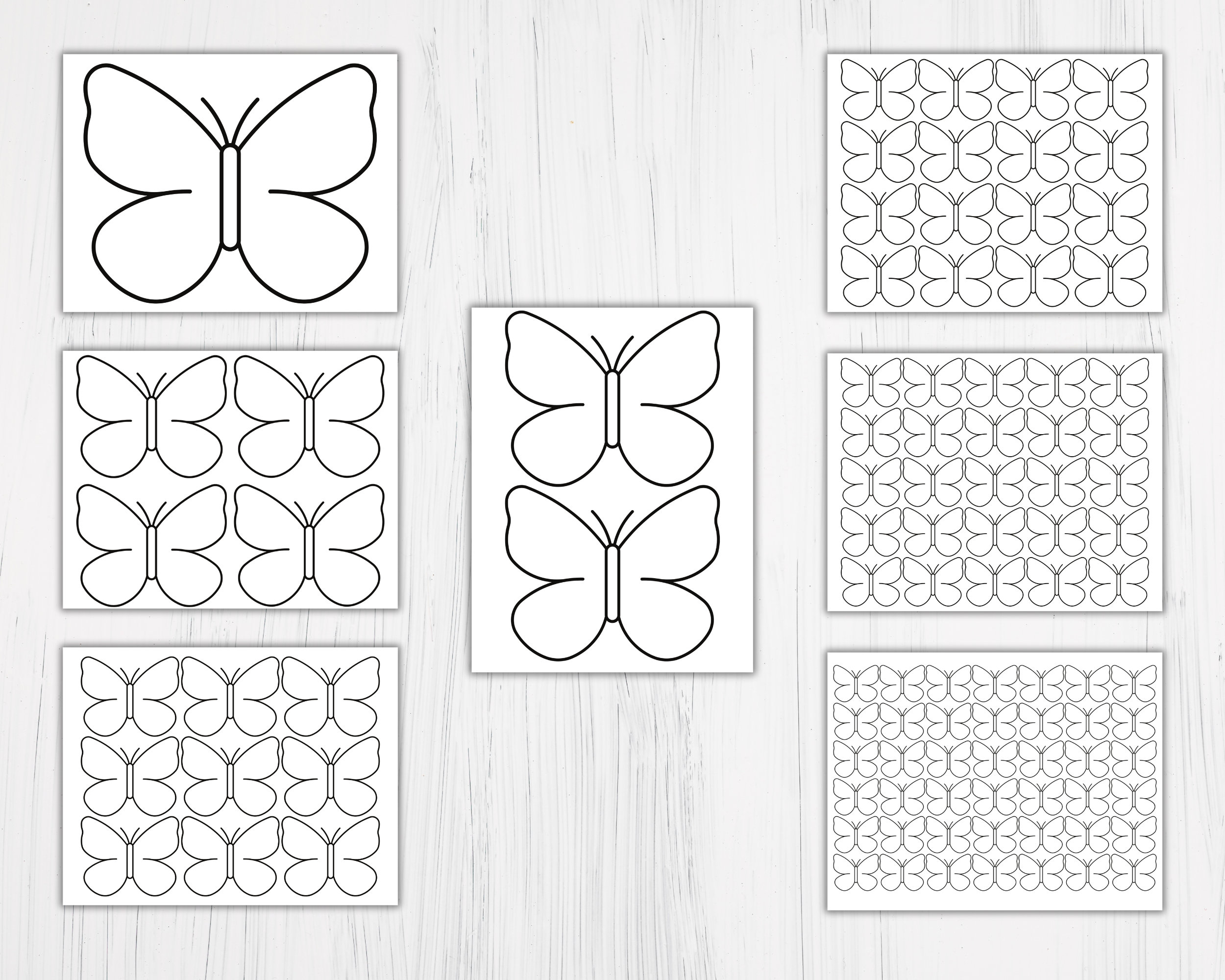 Butterfly Outline Bundle, 7 Sizes, Pdf, Png, Jpg, Instant Download ...