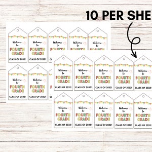 Welcome to Fourth Grade Sign & Gift Tags (digital Download) - Etsy