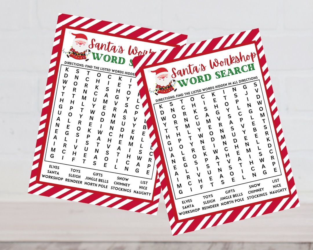 Santa Workshop Word Search Printable, Festive Fun Game Download - Etsy