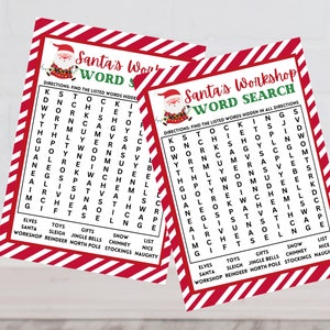 Santa Workshop Word Search Printable, Festive Fun Game Download - Etsy