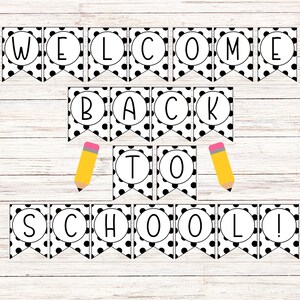 Back to School Banner: Black Polka Dot Classroom Decor (PDF) - Etsy