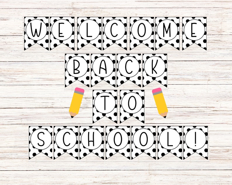 Back to School Banner: Black Polka Dot Classroom Decor (PDF) - Etsy