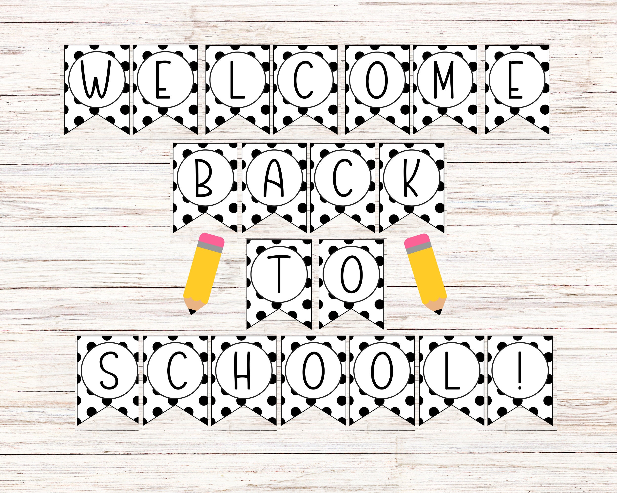 Back to School Banner: Black Polka Dot Classroom Decor (PDF) - Etsy