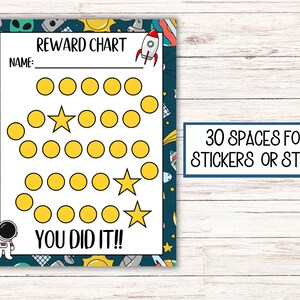 Space Adventure Reward Chart | Printable Galaxy Sticker Chart | Kids ...