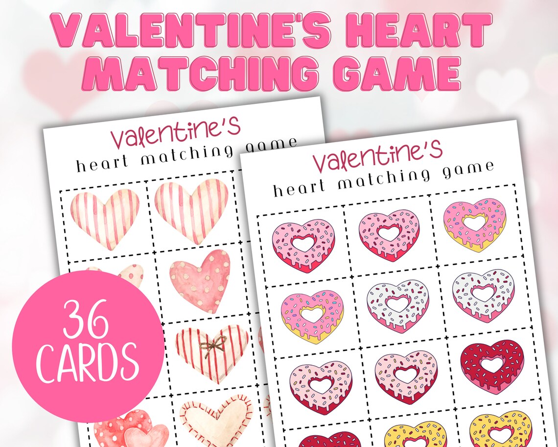Valentine's Heart Matching Game - Fun and Educational Activity - Etsy