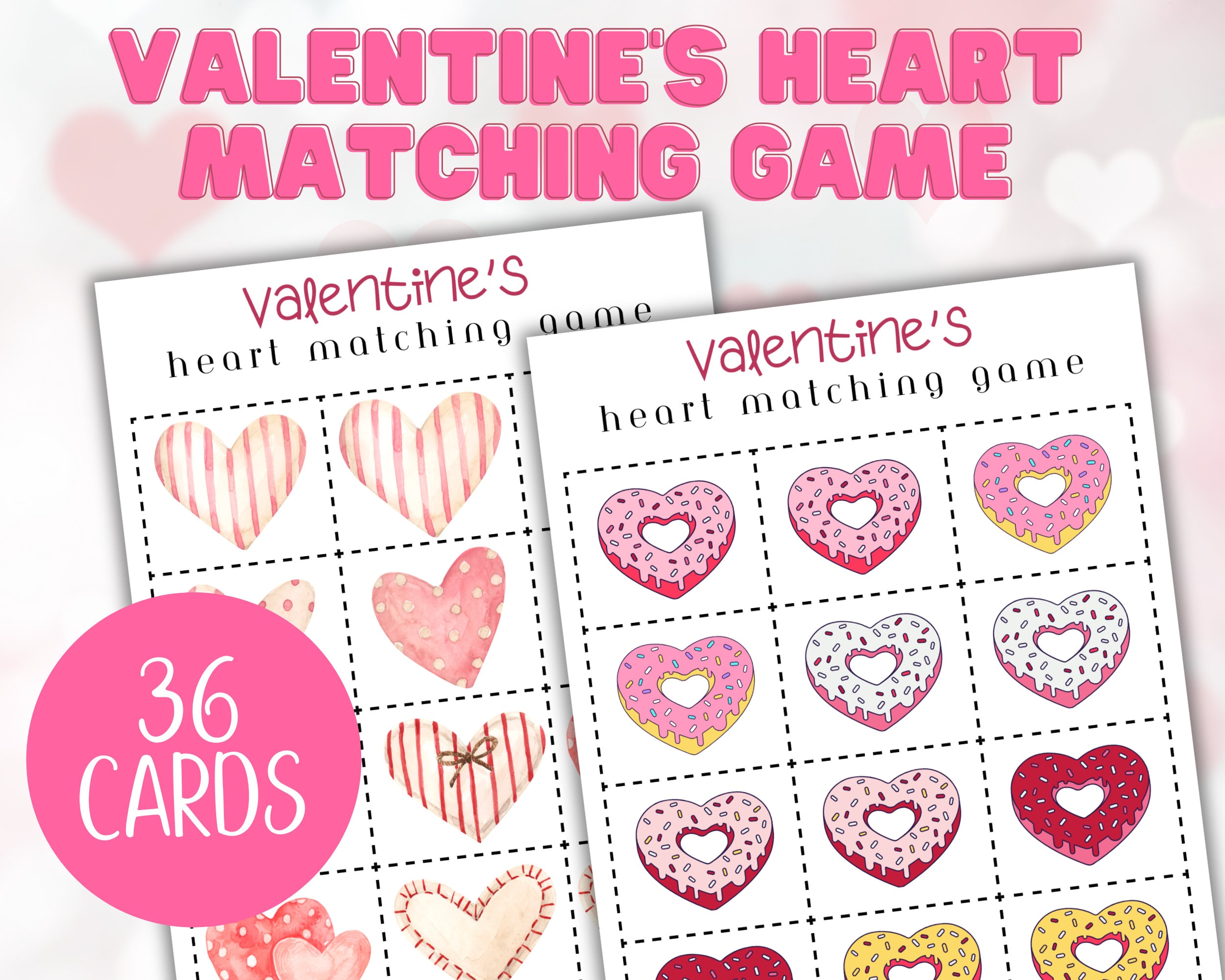 Valentine's Heart Matching Game - Fun and Educational Activity - Etsy