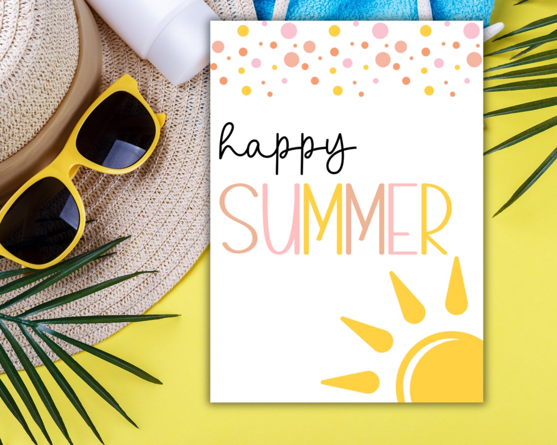 Happy Summer Gift Tags, 2.5x3.5 Inches, Printable Summer Tags, End of ...