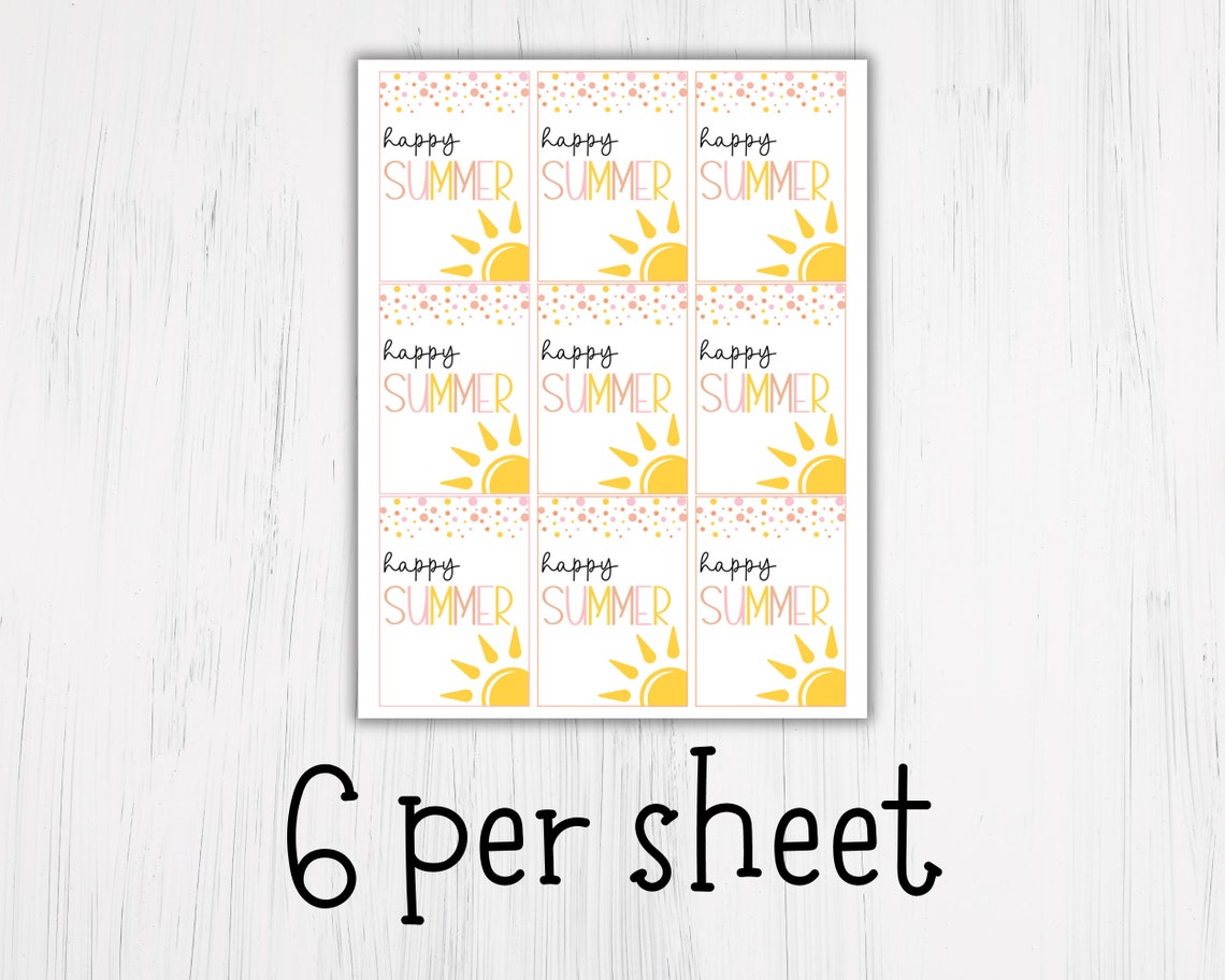 Happy Summer Gift Tags, 2.5x3.5 Inches, Printable Summer Tags, End of ...