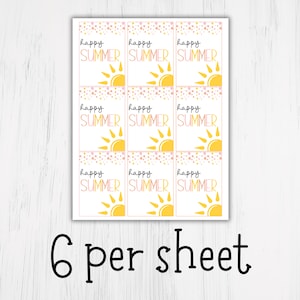 Happy Summer Gift Tags, 2.5x3.5 Inches, Printable Summer Tags, End of ...