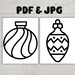 Christmas Ornament Coloring Bundle | Printable Holiday Decorations for ...