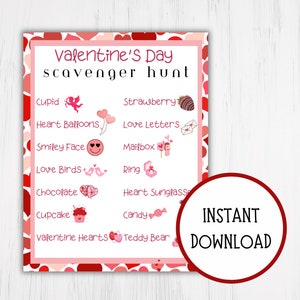 Valentine's Day Scavenger Hunt Printable, Valentine Game for Kids ...