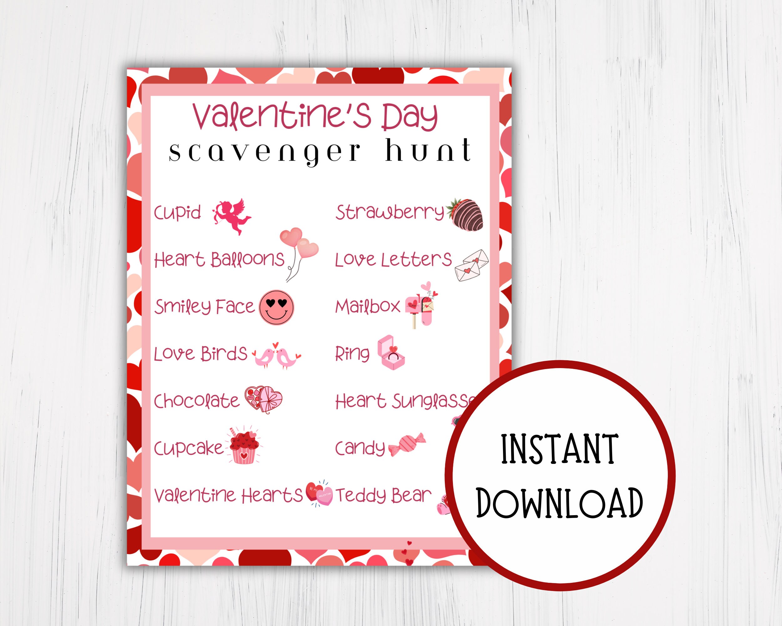 Valentine's Day Scavenger Hunt Printable, Valentine Game for Kids ...