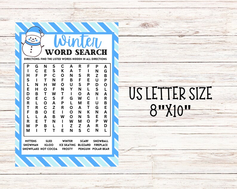 Winter Word Search - 8x10,5x7 - Etsy