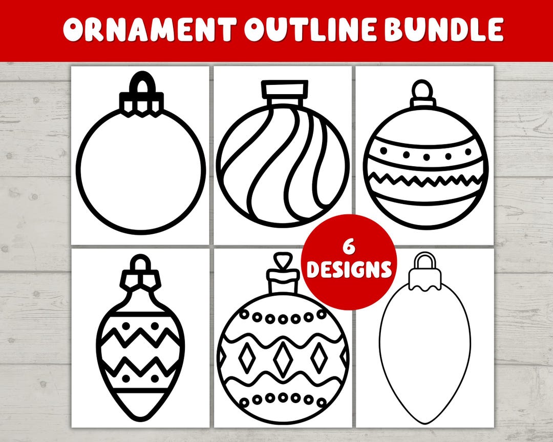 Christmas Ornament Coloring Bundle | Printable Holiday Decorations for ...