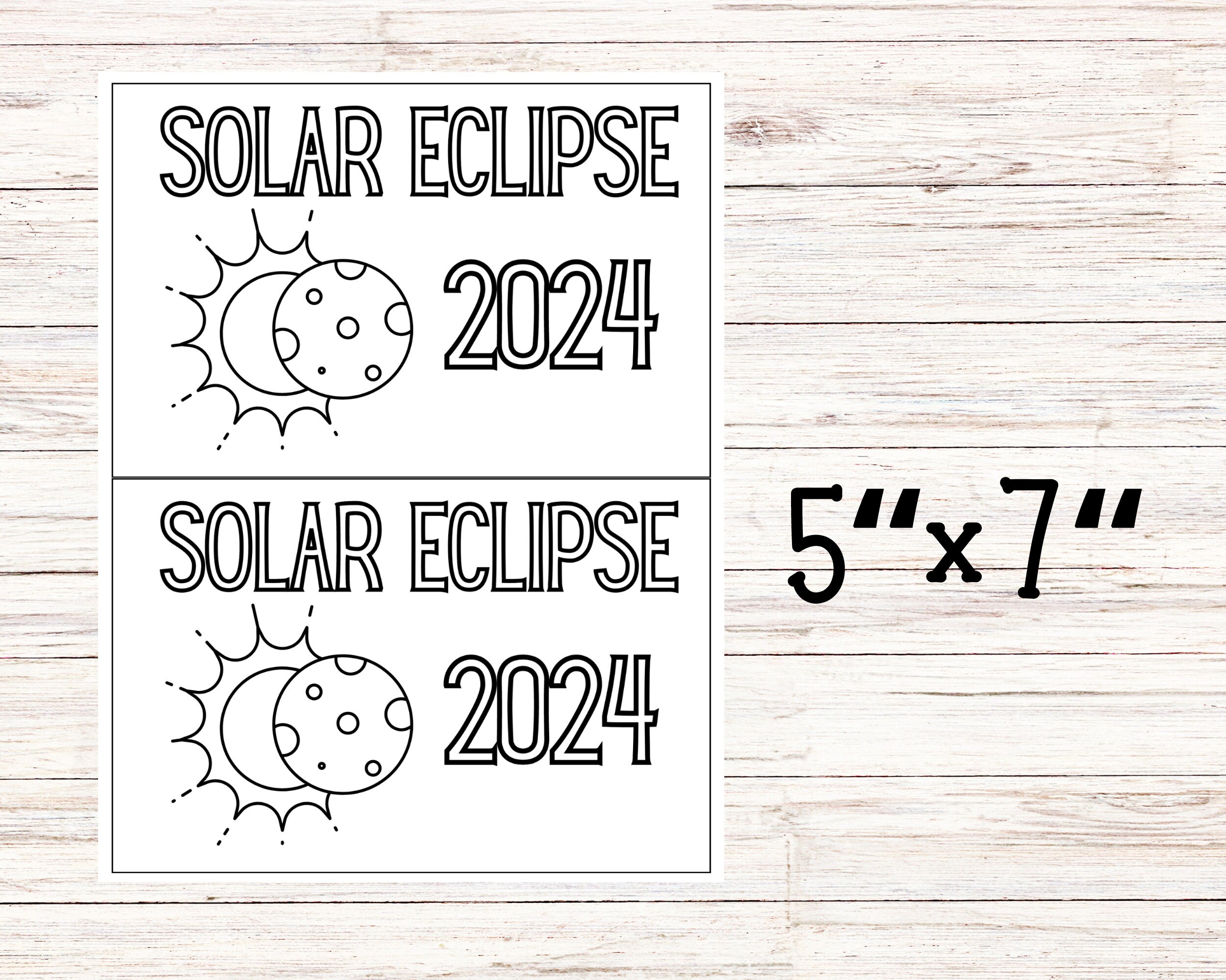 Solar Eclipse Coloring Pages 2024 for Kids, 8x10 and 5x7 Printable Set ...