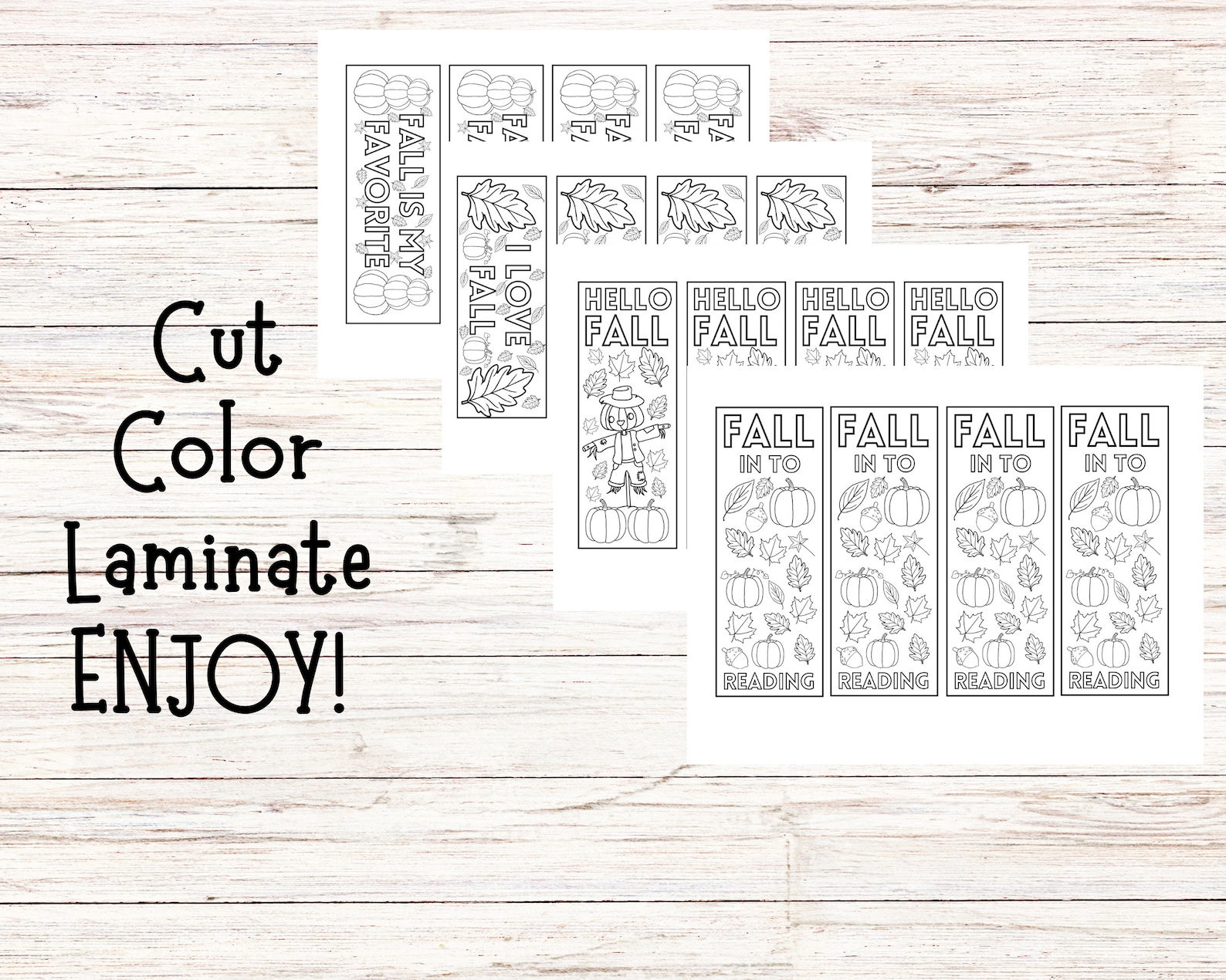 Printable Fall Color Your Own Bookmarks - Set of 4,instant Digital ...