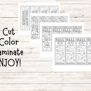 Printable Fall Color Your Own Bookmarks - Set of 4,instant Digital ...