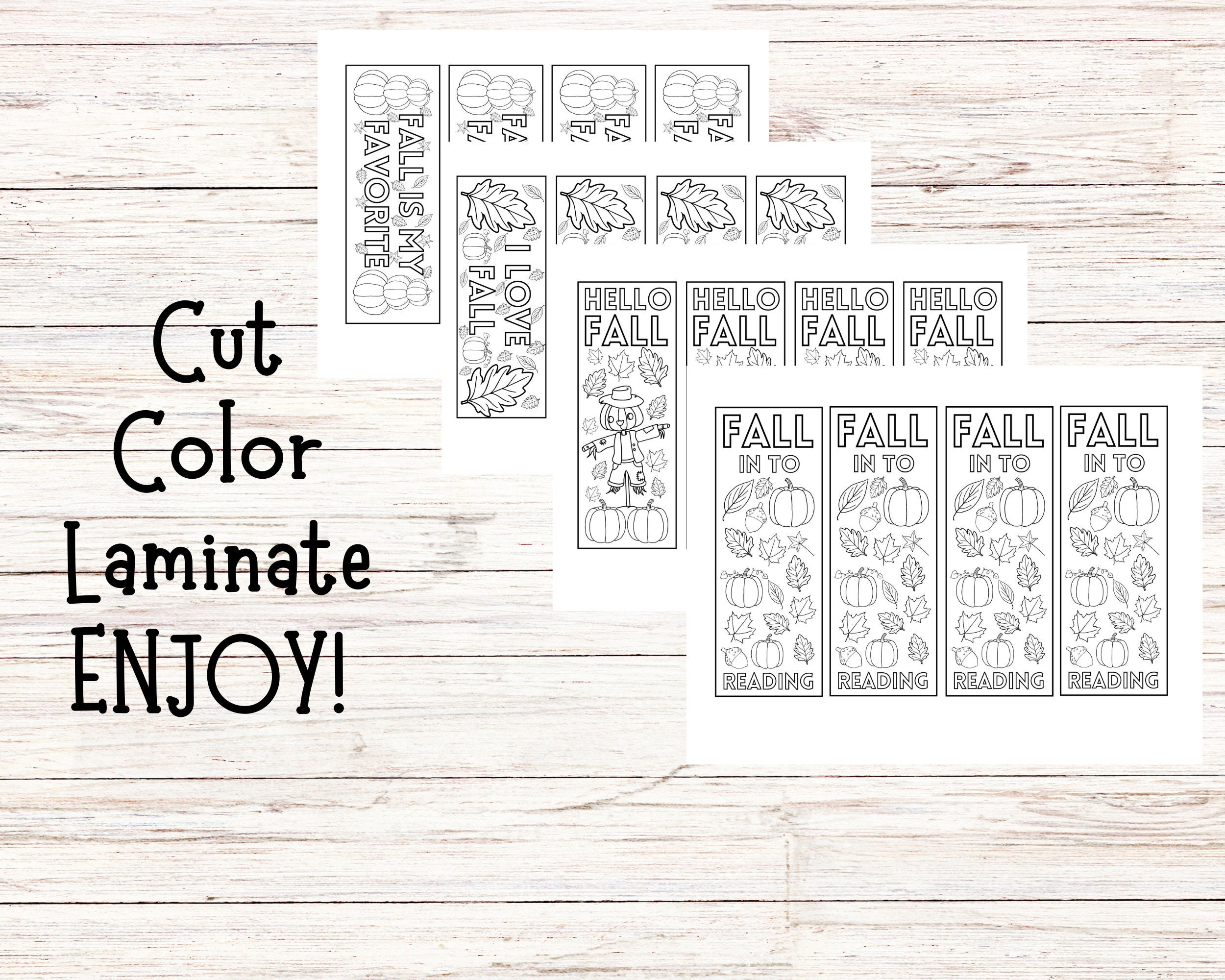 Printable Fall Color Your Own Bookmarks - Set of 4,instant Digital ...