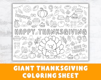 Thanksgiving Coloring Page Poster Printable Digital Files, DIY ...