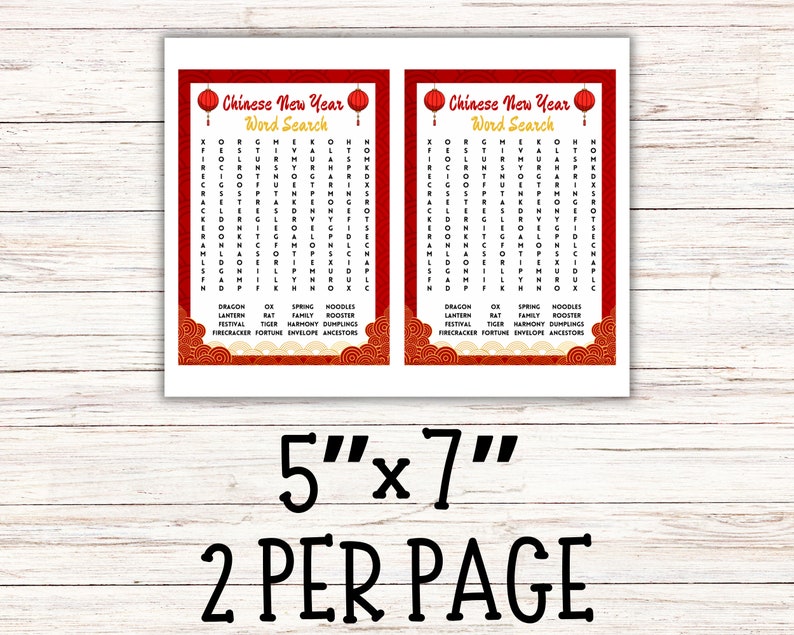 Chinese New Year Word Search, Chinese Zodiac Word Search, Lunar New ...