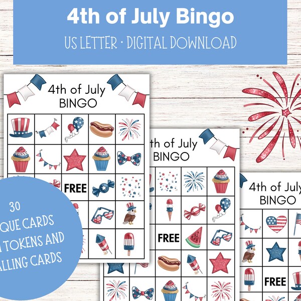 4th of July Bingo - Etsy