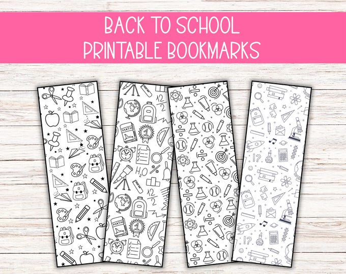 Back to School Coloring Bookmarks: Classroom Activity (digital Download ...