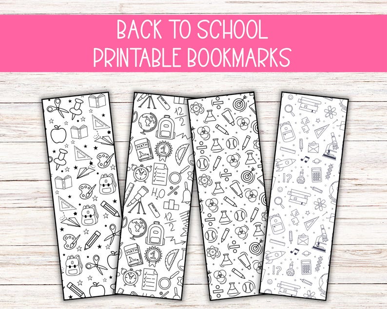 Back to School Coloring Bookmarks: Classroom Activity, Printable (PDF ...