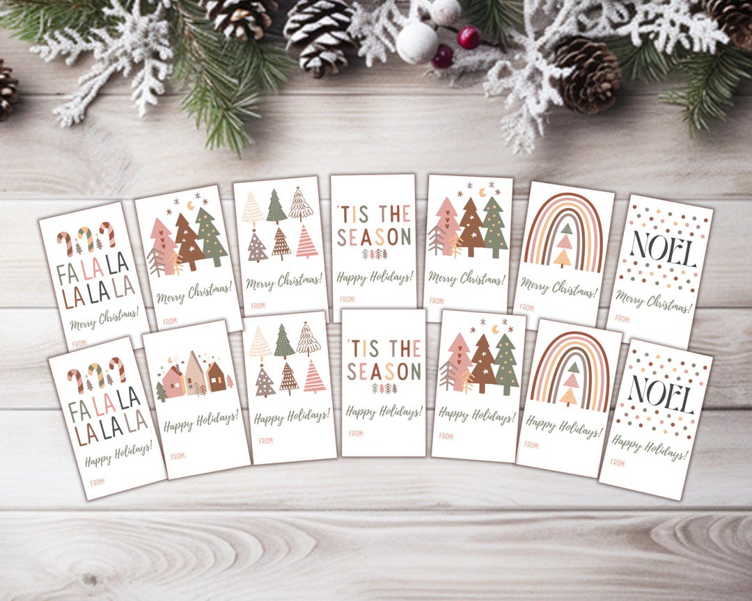 Boho Christmas Gift Tags Printable | Editable Neutral Holiday Tags (PDF ...