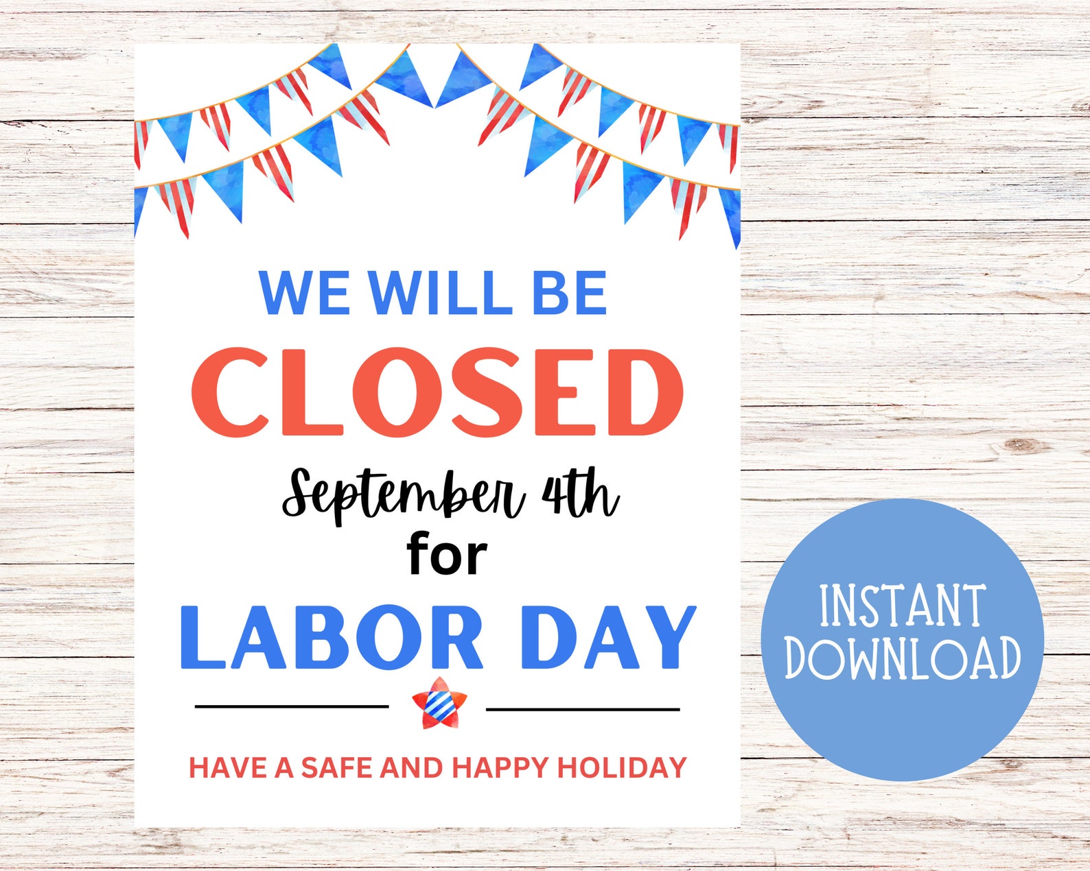 Closed for Labor Day Printable Sign Closed Sign Instant - Etsy