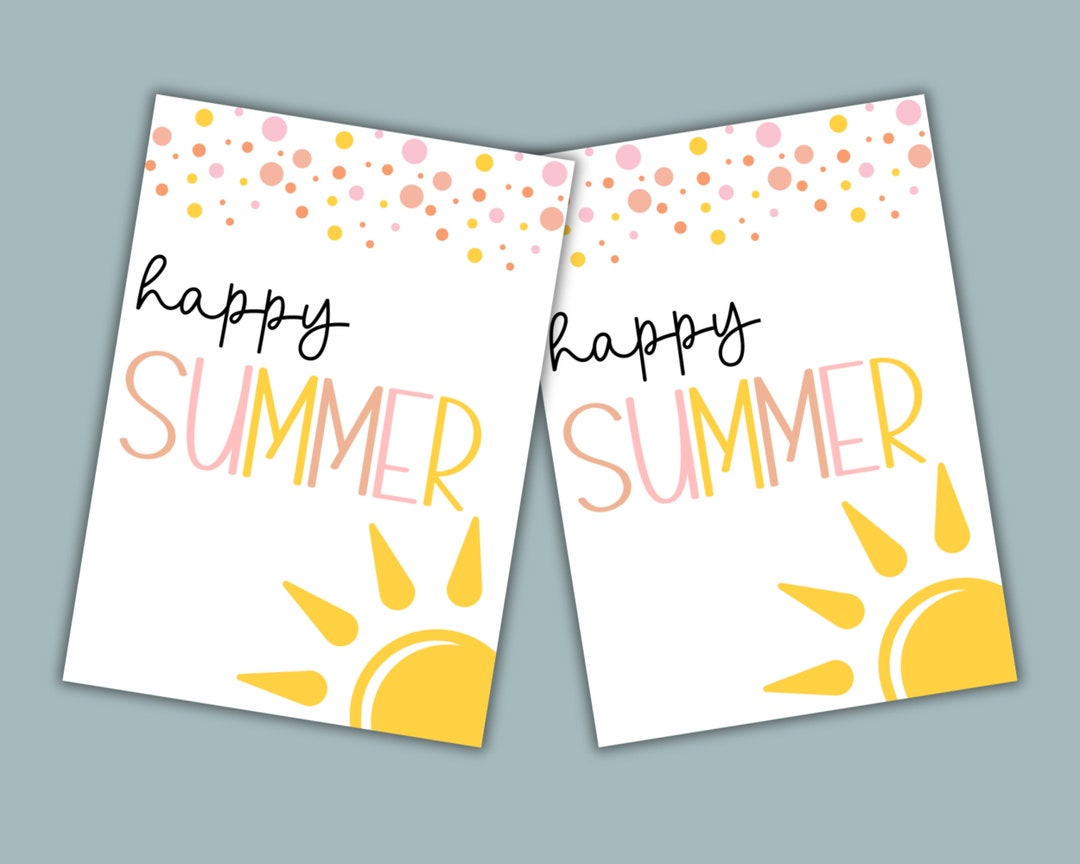 Happy Summer Gift Tags, 2.5x3.5 Inches, Printable Summer Tags, End of ...