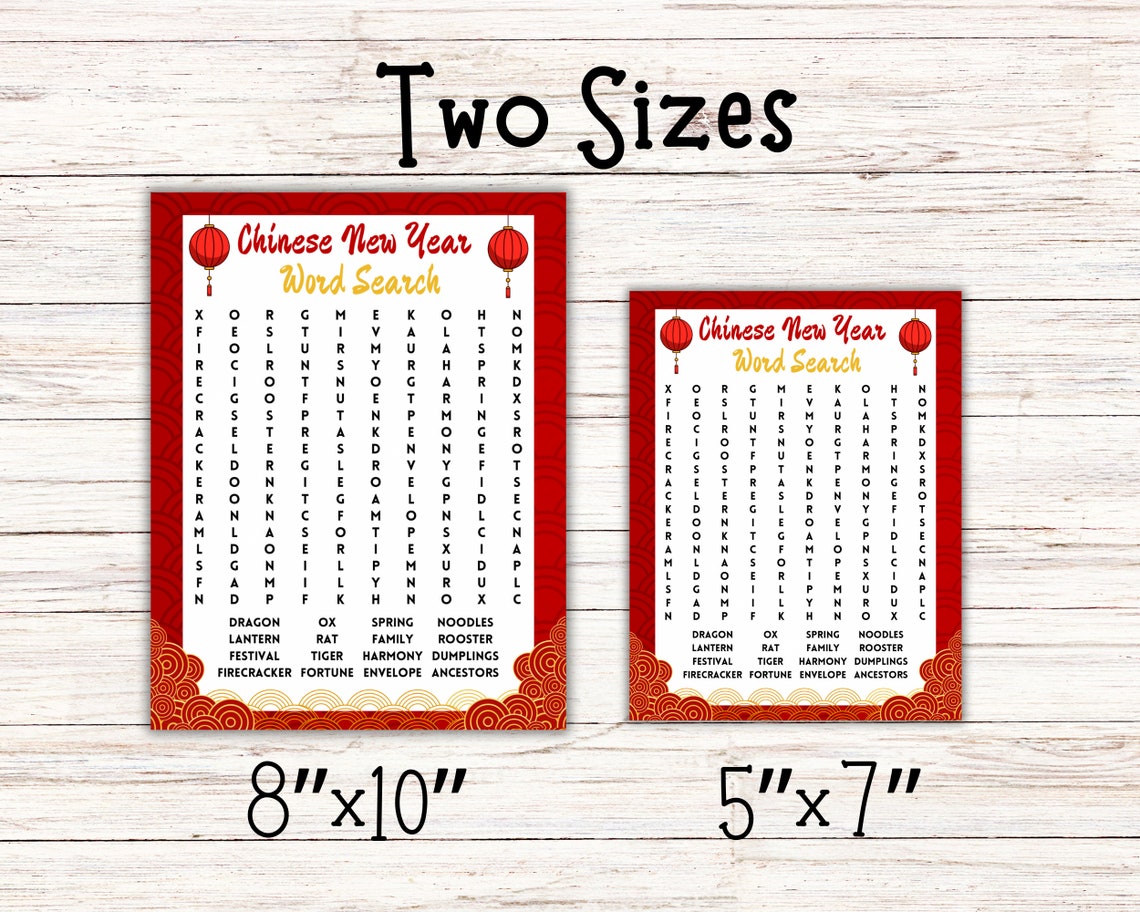 Chinese New Year Word Search, Chinese Zodiac Word Search, Lunar New ...