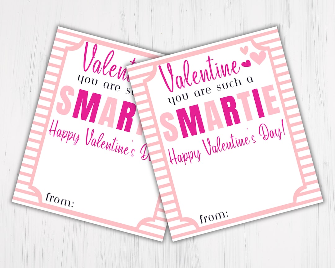 Smartie Valentine's Day Tag Printable: Kids School Cards (PDF) - Etsy