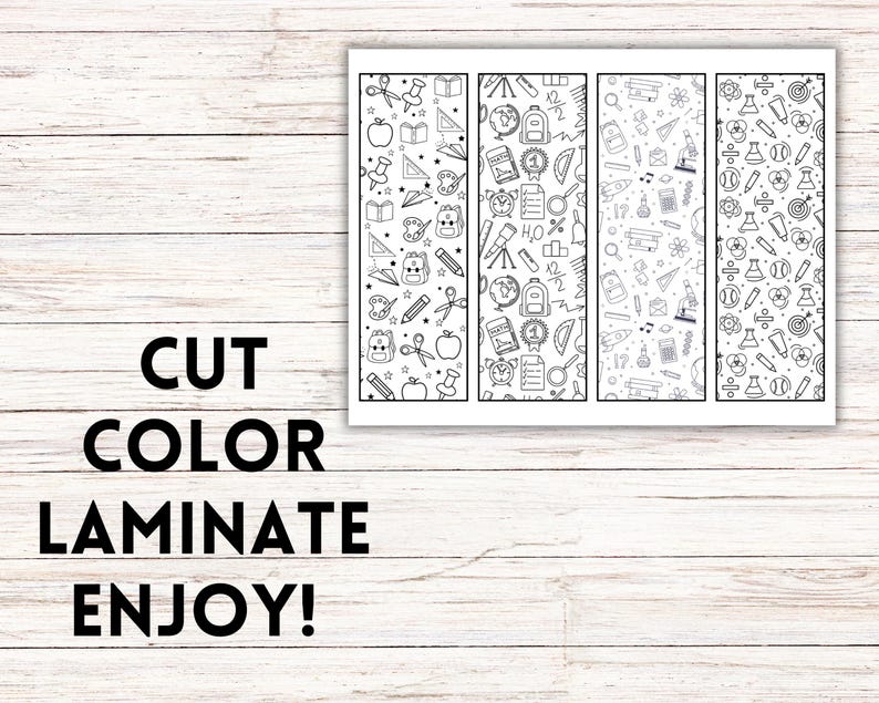 Back to School Coloring Bookmarks: Classroom Activity, Printable (PDF ...