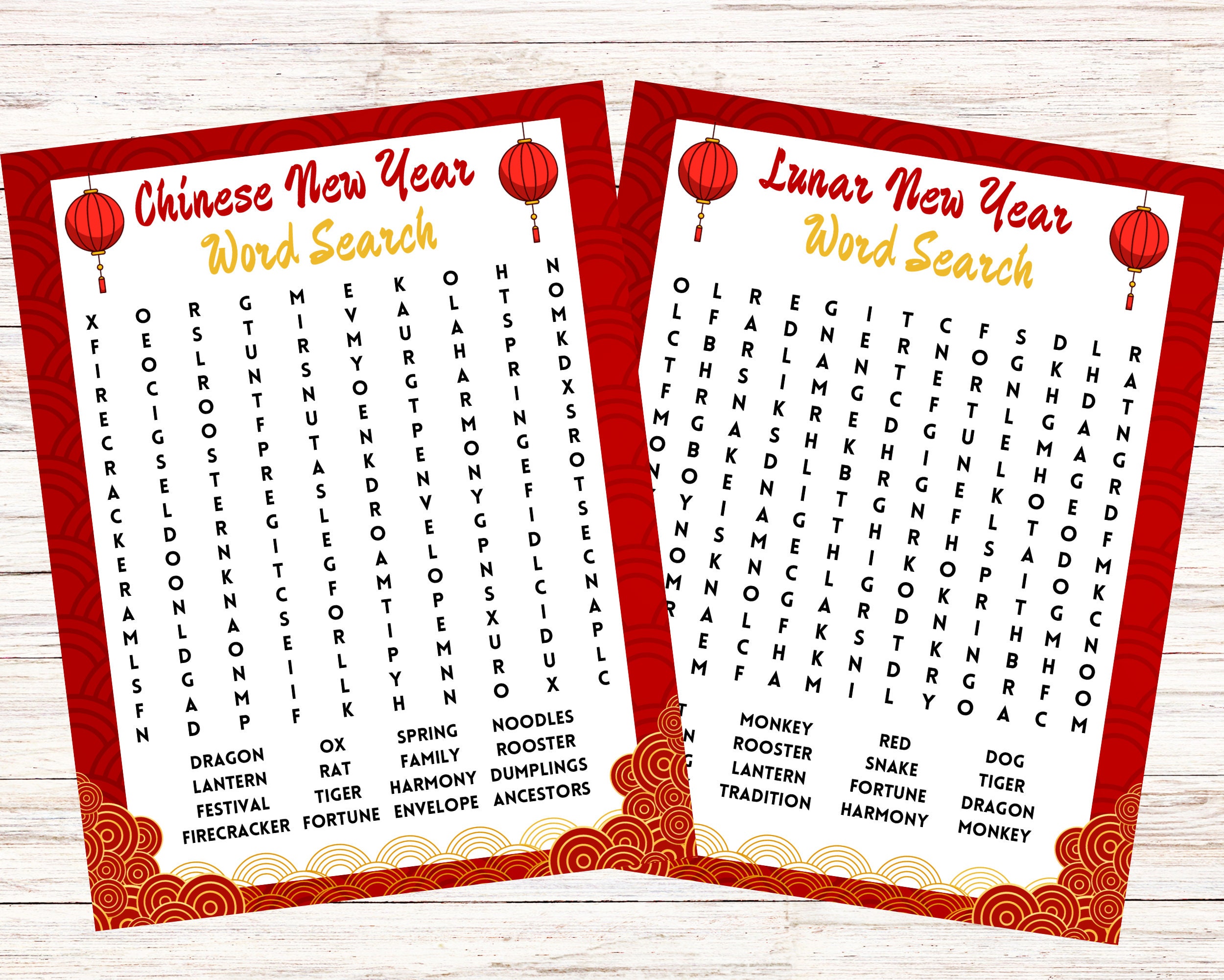 Chinese New Year Word Search, Chinese Zodiac Word Search, Lunar New ...