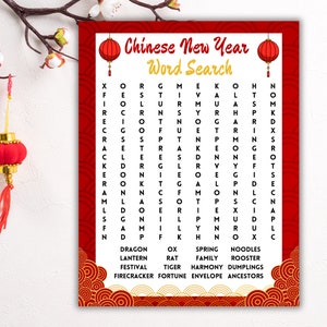 Chinese New Year Word Search, Chinese Zodiac Word Search, Lunar New ...