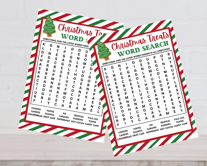 Christmas Treats Word Search - Printable Fun for Kids and Families, 5x7 ...