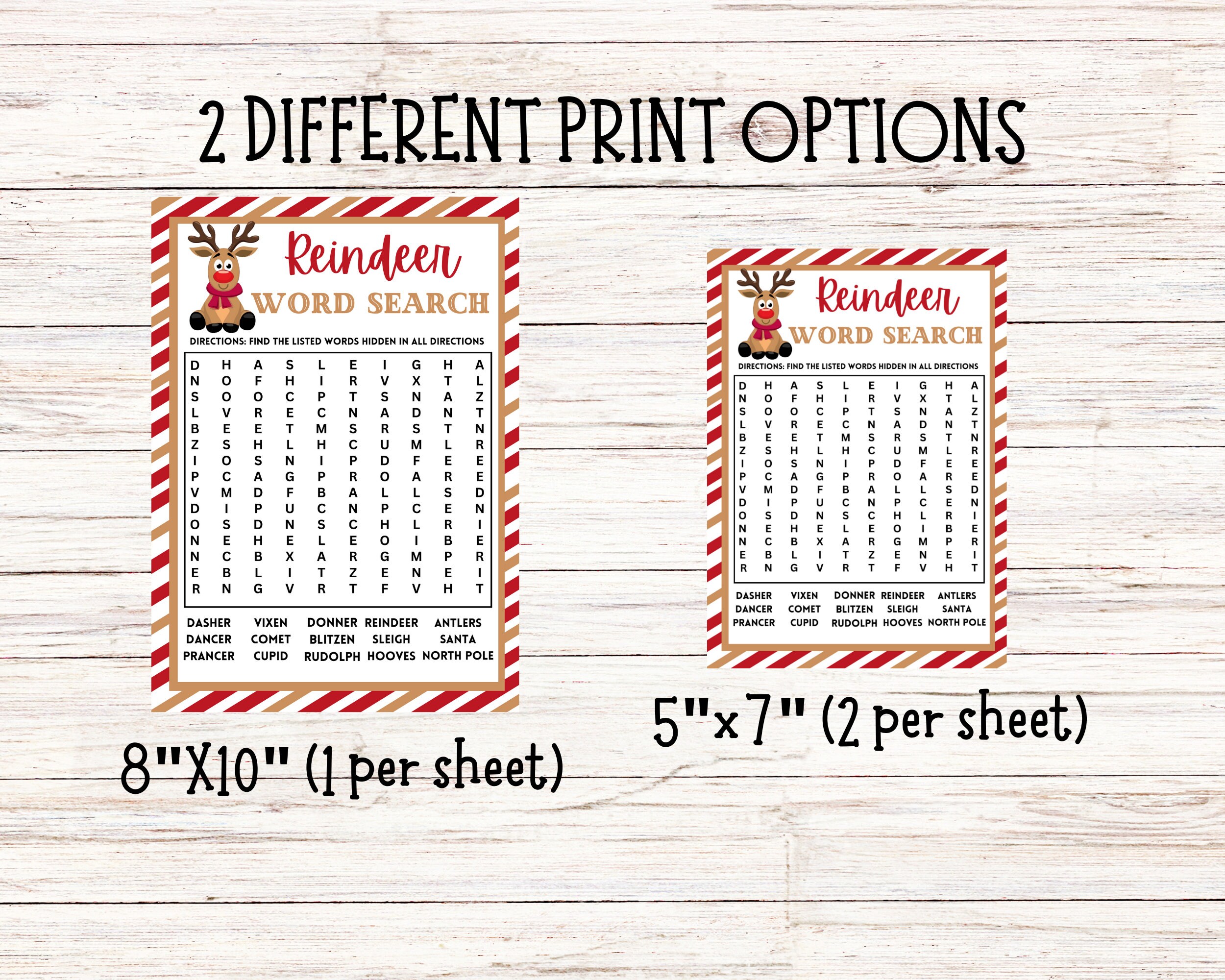 Reindeer Word Search Puzzle: Holiday Kids Activity (digital Download ...