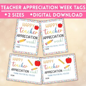 Teacher Appreciation Gift Tags: Printable Thank You Favor (PDF) - Etsy