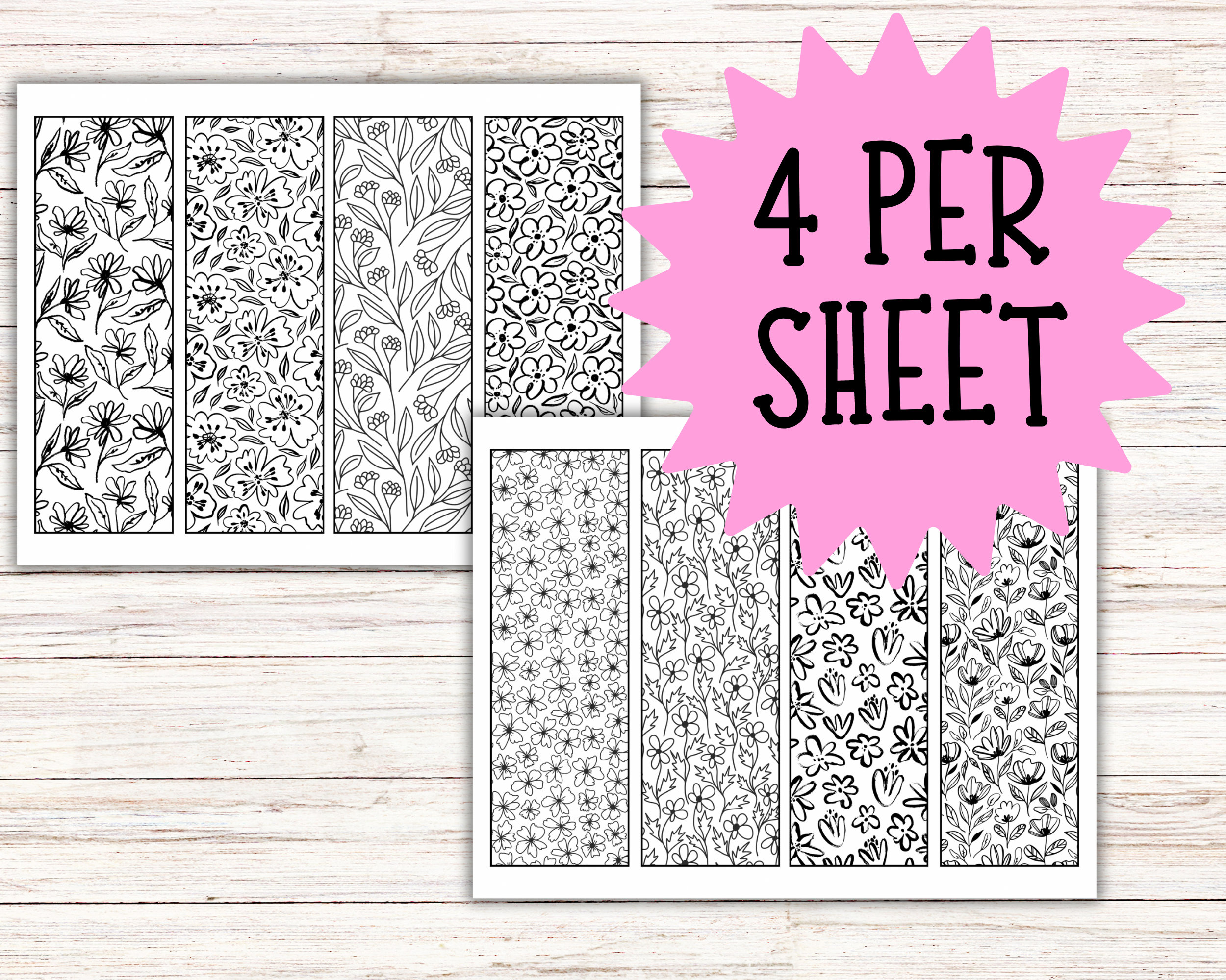 Floral Coloring Bookmarks: Spring Flower Designs (PDF) - Etsy