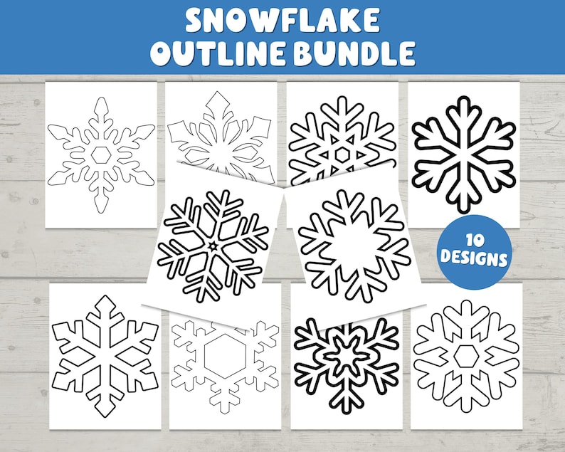 Snowflake Outline Template Bundle | Snowflake Cut Out Printables ...